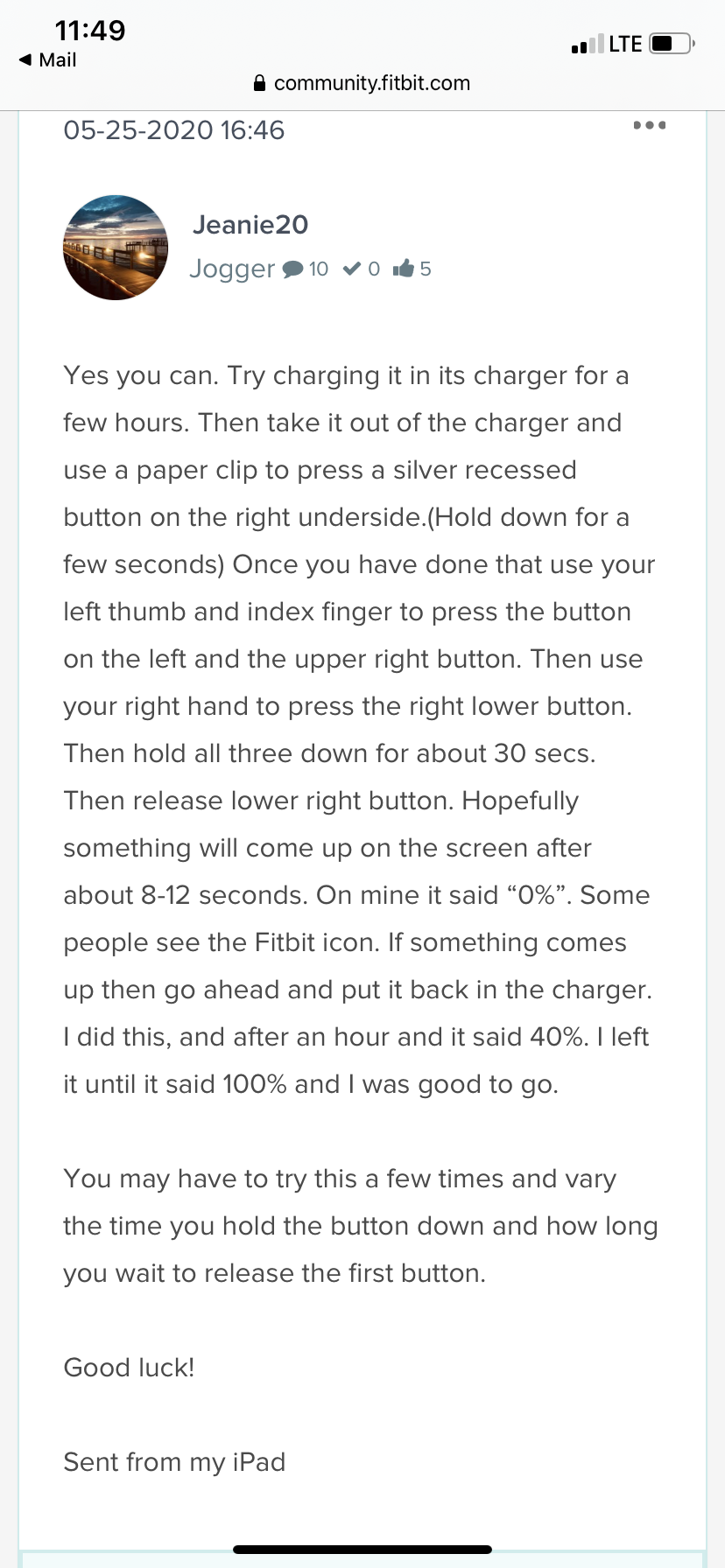 Versa won't turn on and it will not charge - Fitbit Community