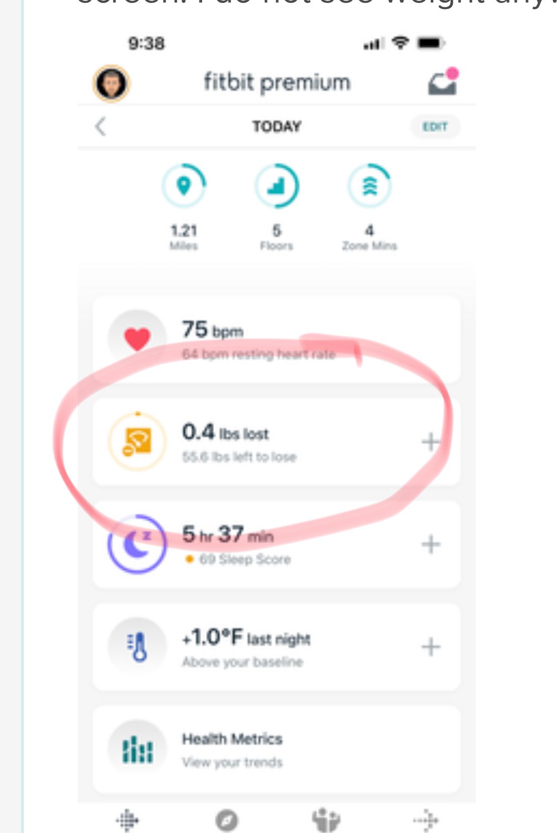 Weight on today screen - Fitbit Community